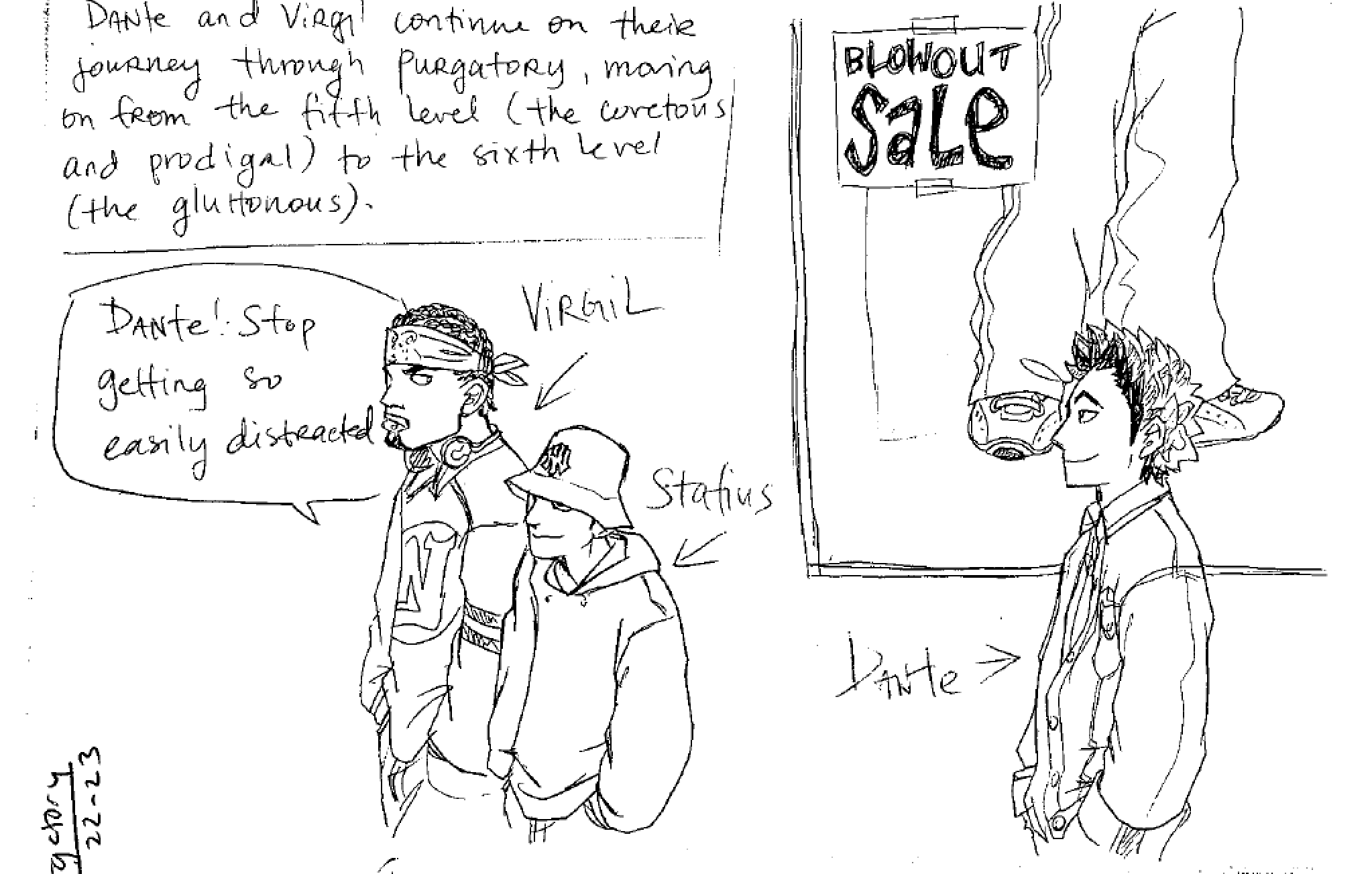 Dante Purgatorio cantos 22-23 cartoons | uncomelyandbroken